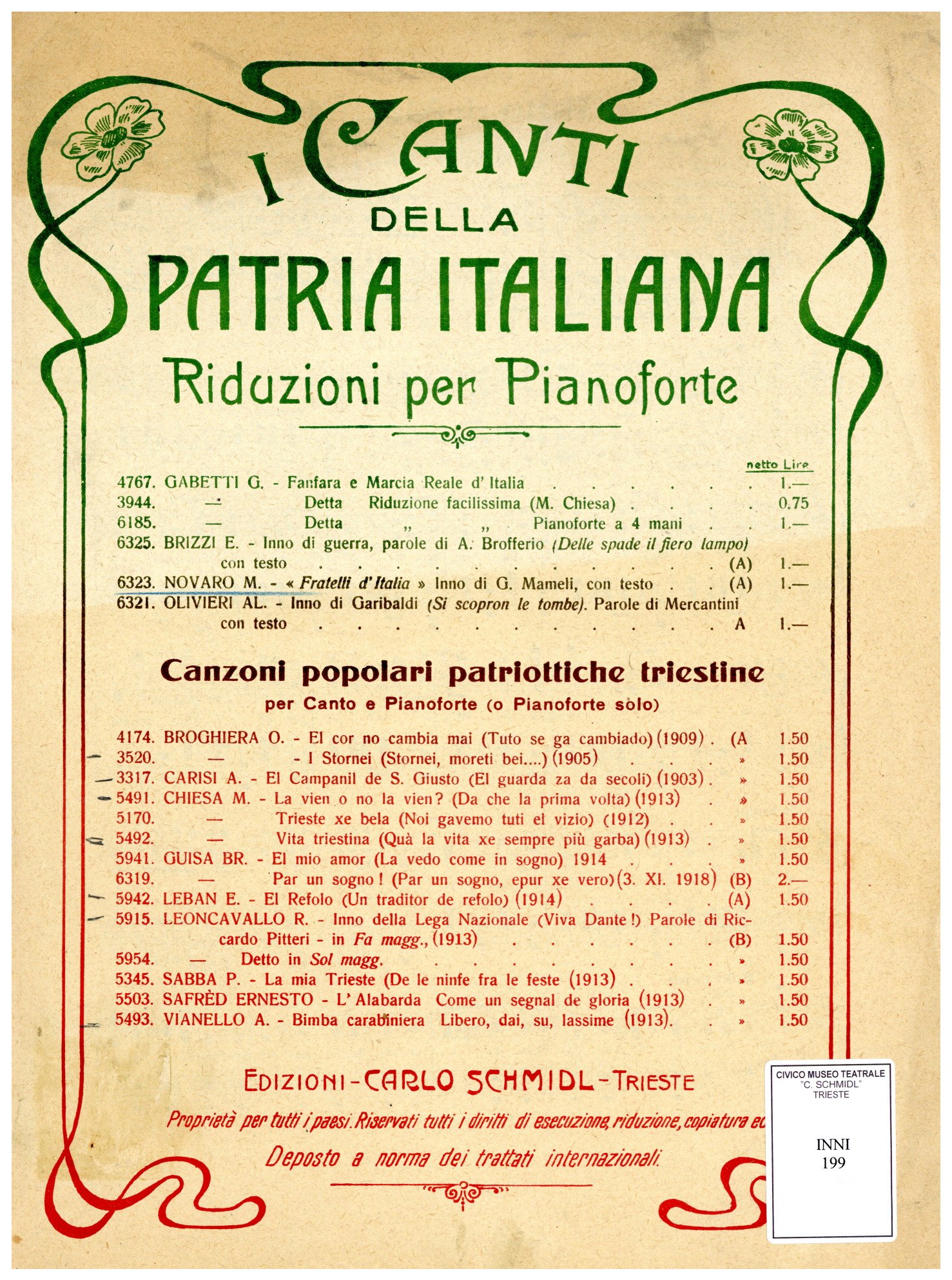 Gli inni italiano e austriaco – Museo Teatrale Carlo Schmidl
